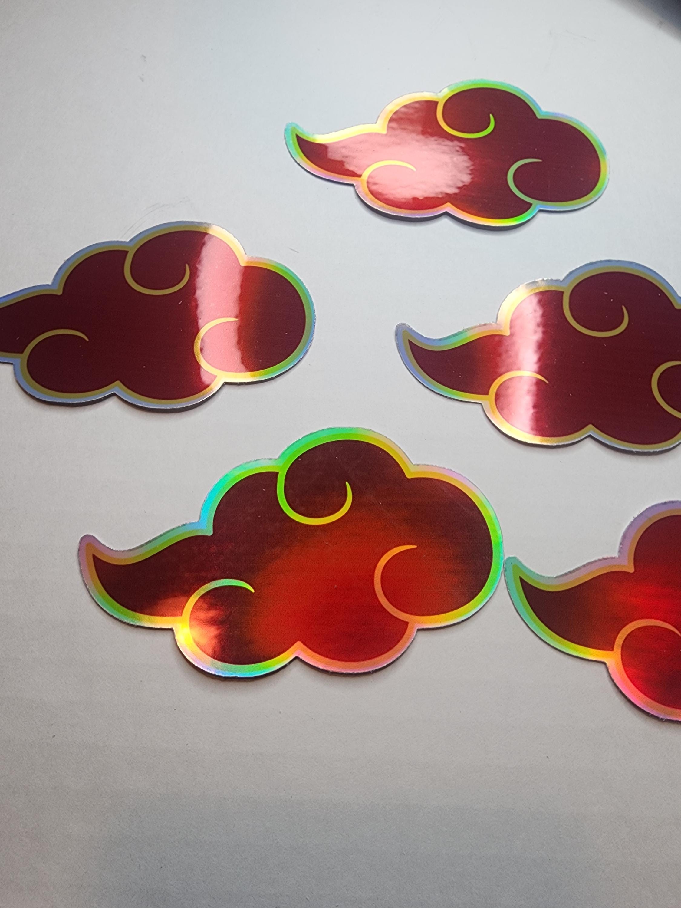Akatsuki Cloud Holographic Sticker Iconic Naruto Anime Decor Red Cloud ...