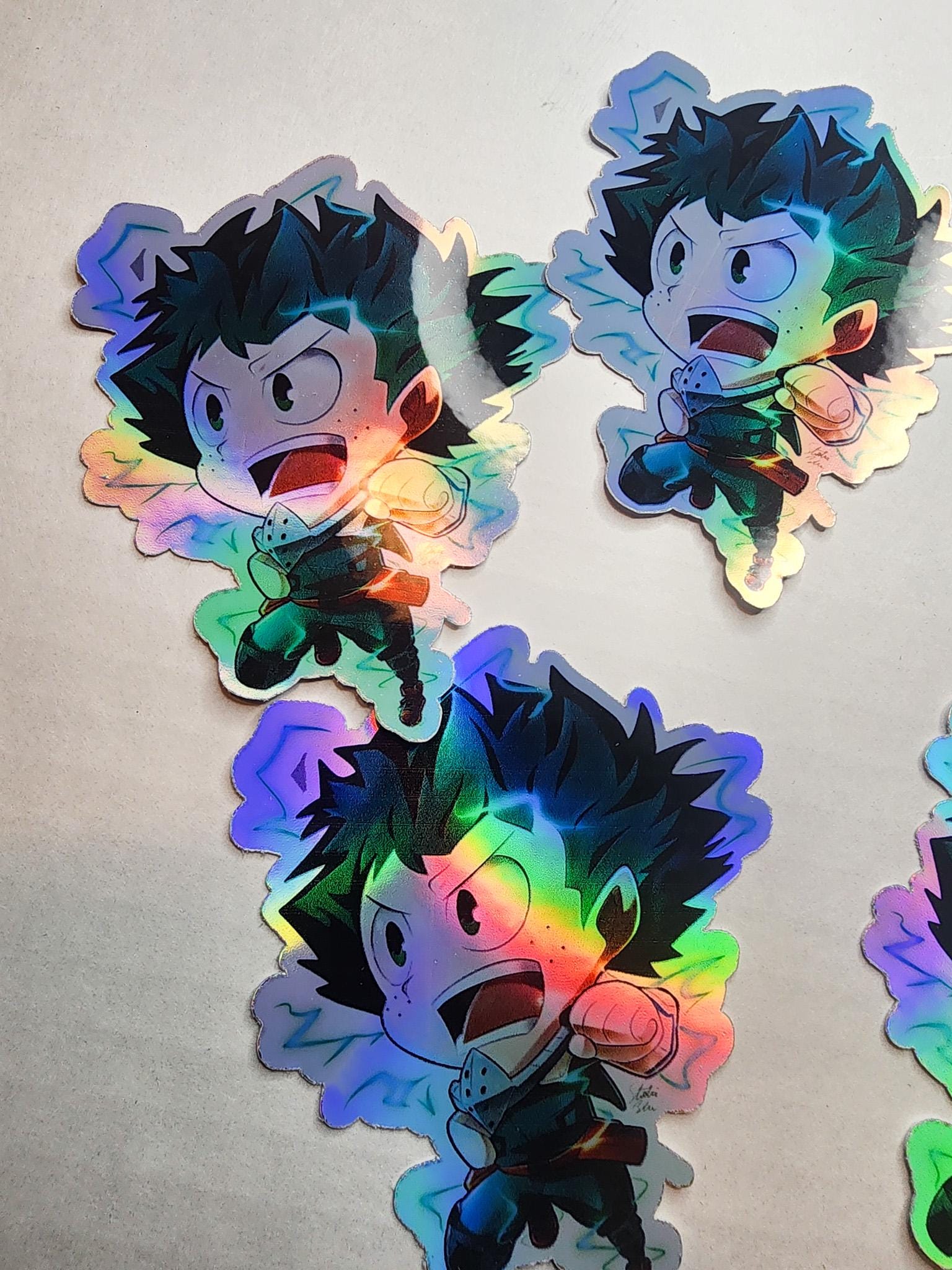 MHA Deku Holographic Sticker Deku in Action My Hero Academia Chibi ...