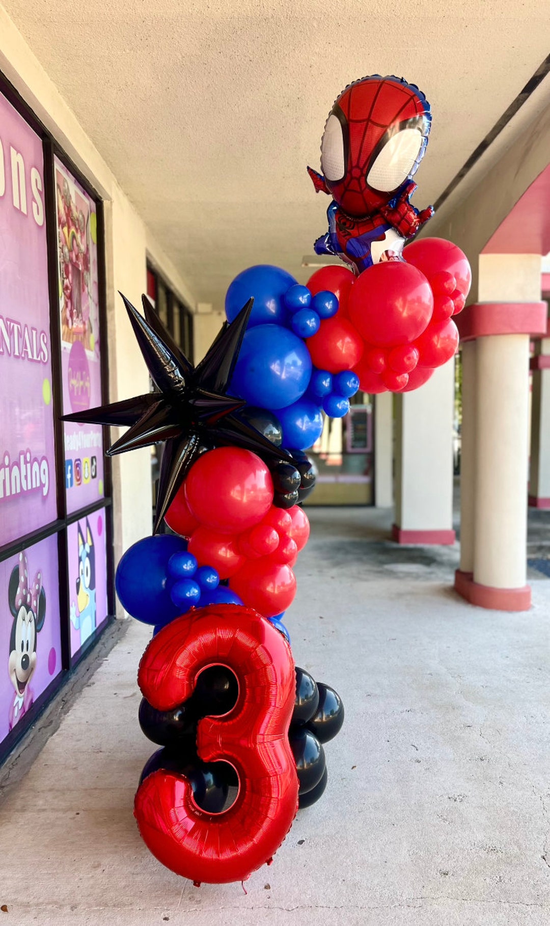 Spider Balloon Decoration Blue, Red, Black Add Age or Foils Party Happy ...