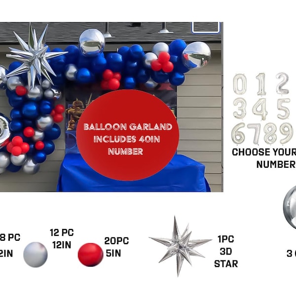 Blue Red Balloon Garland - Etsy