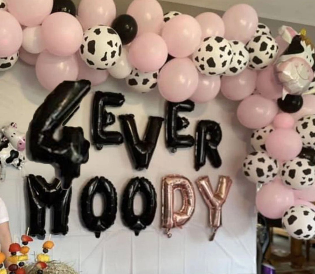 4 Ever Moody Party Theme Decoration Banner Foil Letters, Happy Birthday ...