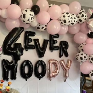 4 Ever Moody Party Theme Decoration Banner Foil Letters, Happy Birthday ...