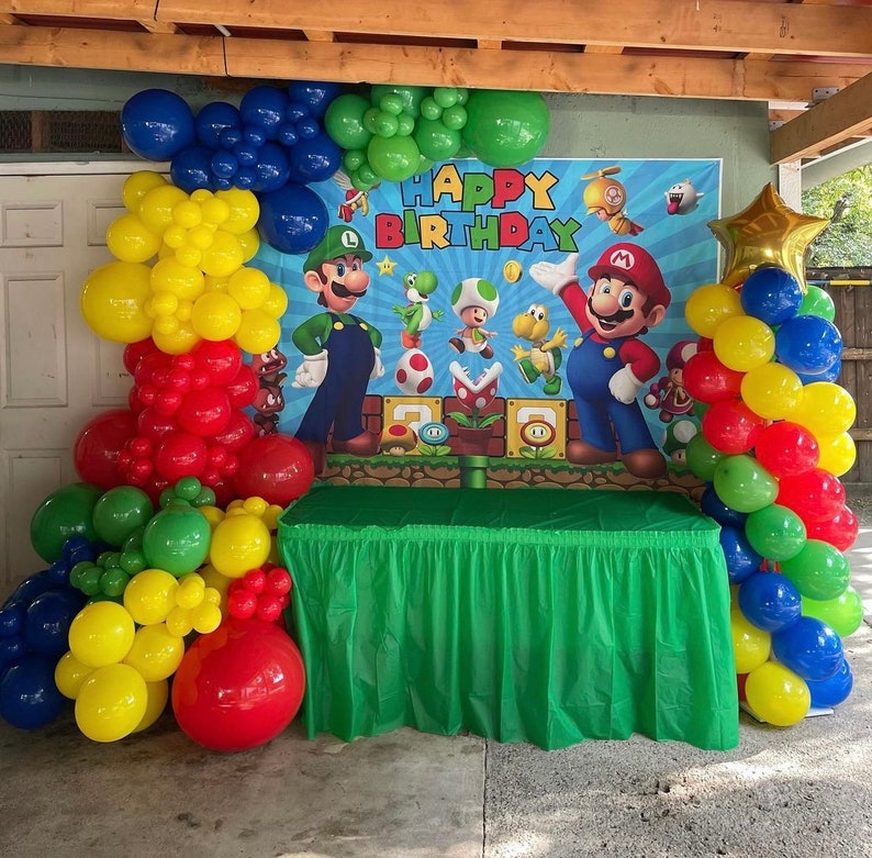 Balloon Party Mario Decor Video Games Garland, Bouquet, Pillads ...