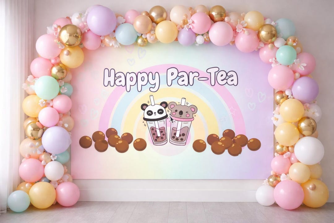 Boba Tea Par-tea Backdrop 7x5ft | Bubble Tea Party Background - Etsy ...