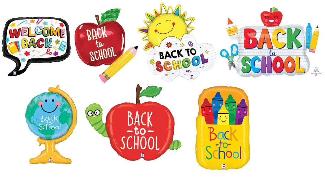 Back to School Large Balloon Foils, Welcome to School, Cute Apple ...
