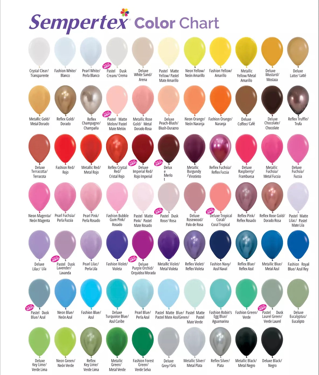 Sempertex Balloons Color Chart - Etsy UK