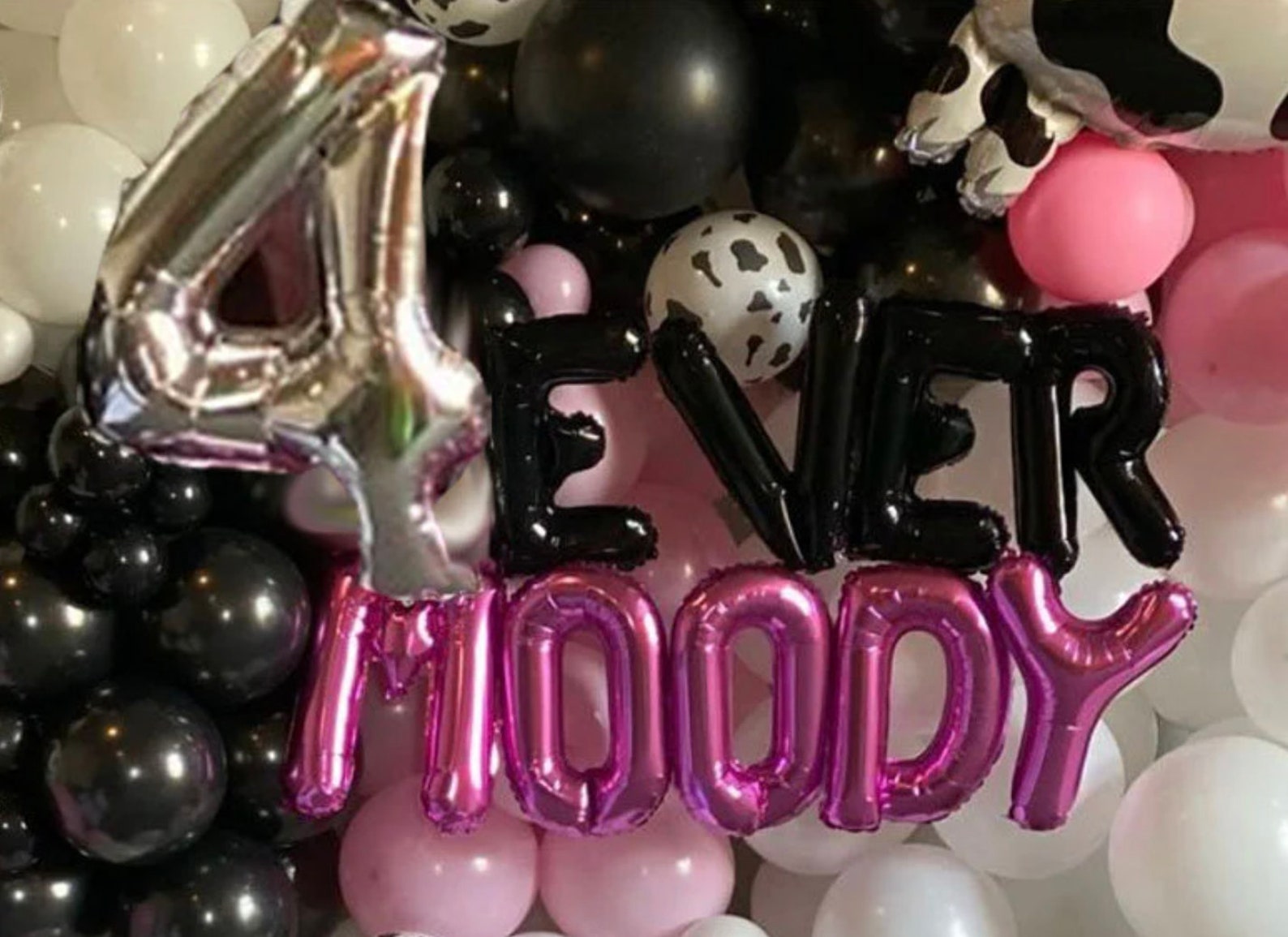 4 Ever Moody Party Theme Decoration Banner Foil Letters, Happy Birthday ...