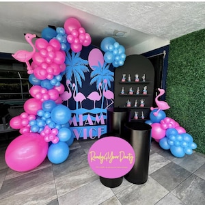 Balloon Garland Vice | Tropical Decor | Neon Colors | Palm Trees| Neon ...