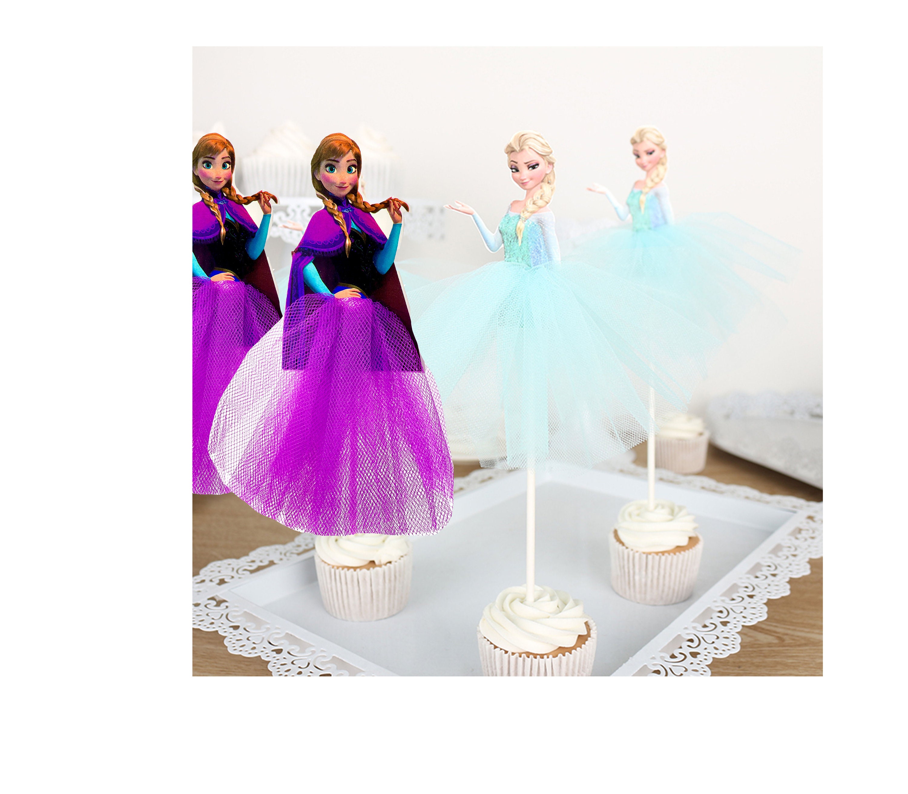 8pc Elsa and Ana Frozen Caketopper Princess for Cupcakes - Etsy