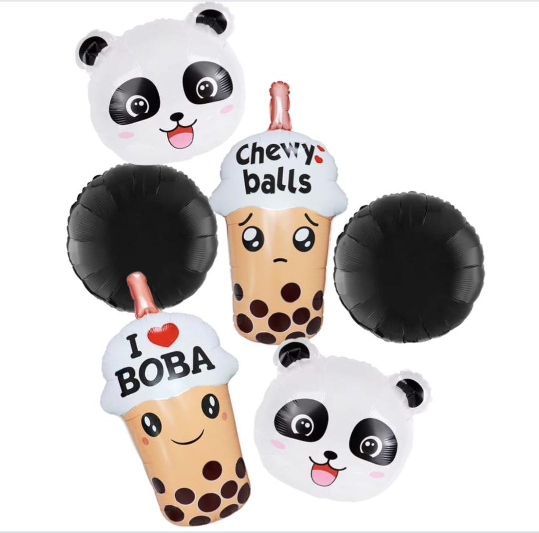 Boba Balloons Tea Party, Panda Decoration Theme, Chewy , Candy , Food ...
