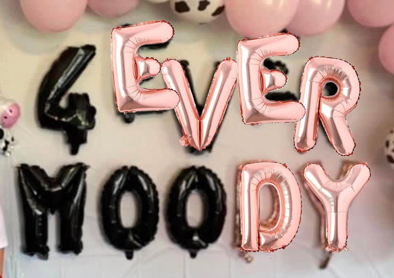 4 Ever Moody Party Theme Decoration Banner Foil Letters, Happy Birthday ...