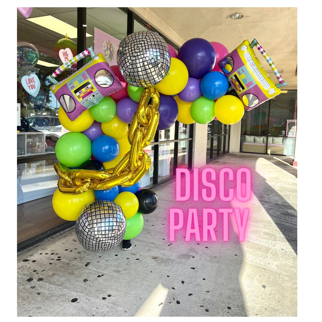 90's or 80's Disco Party, Boom Box Decor, Chain Balloons Decoration ...