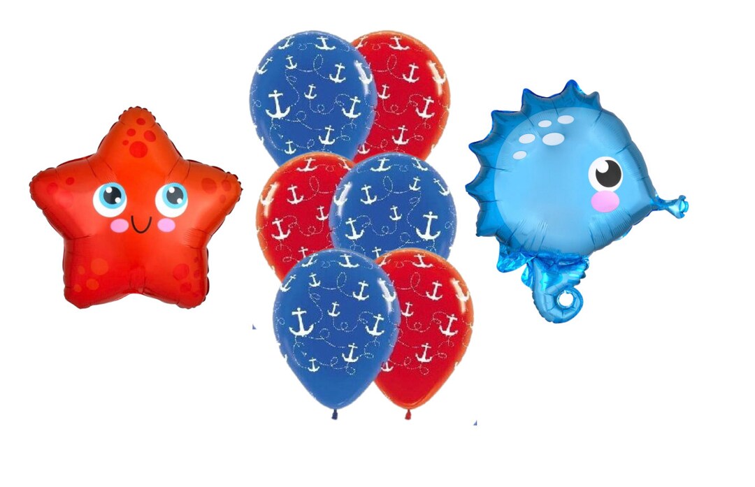 Starfish Balloons / Anchor Blue and Red Party Under the Sea Balloon ...