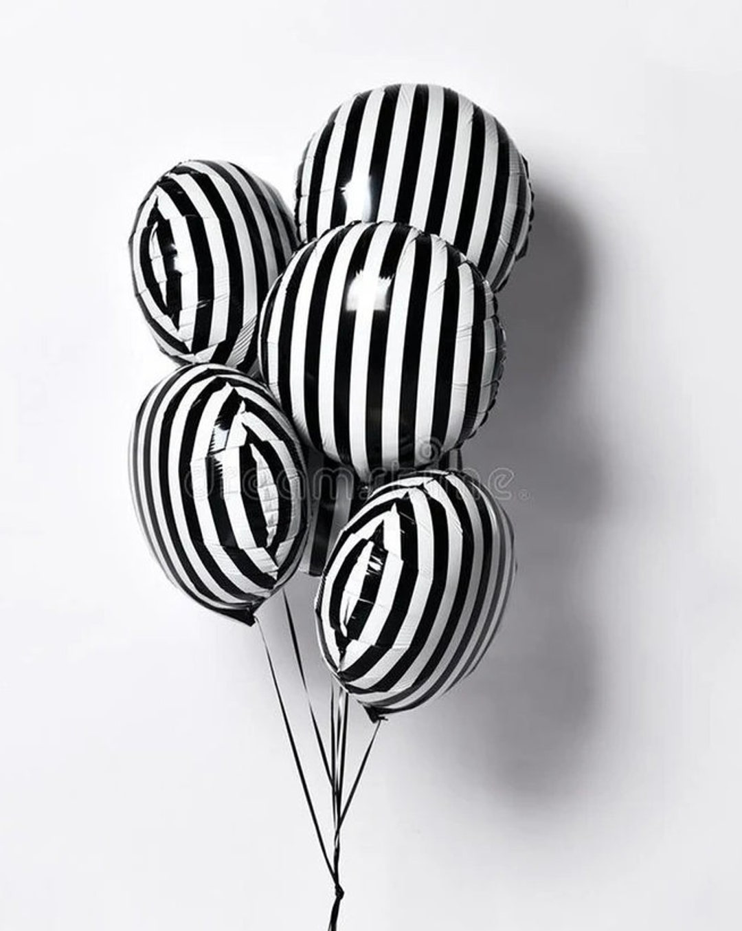 3pc Stripe Balloons 18in , Black and White Theme Wednesday Addams Decor ...