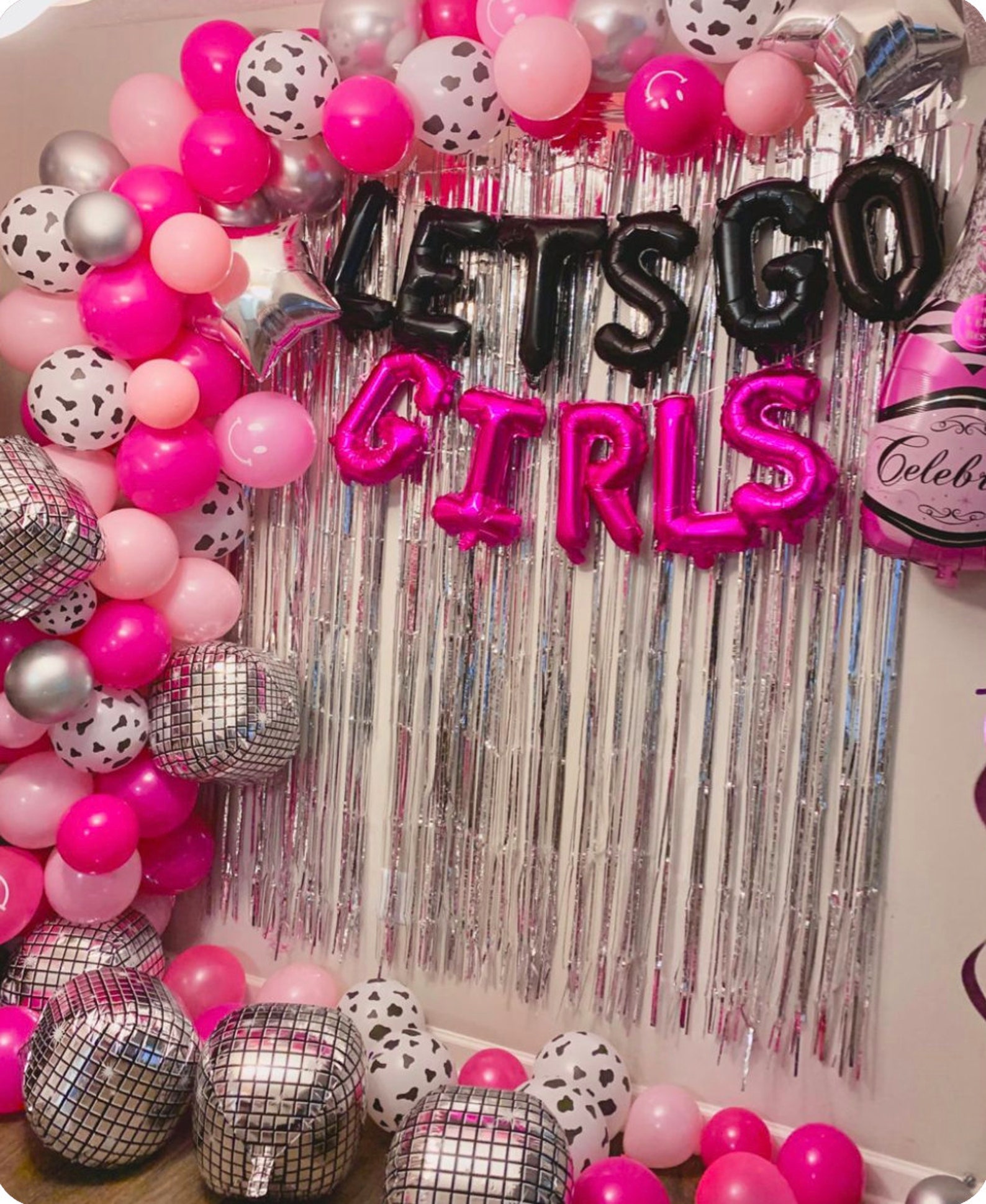 Yeehaw Cowgirl Happy Birthday Disco Party Decoration Pink, Black ...