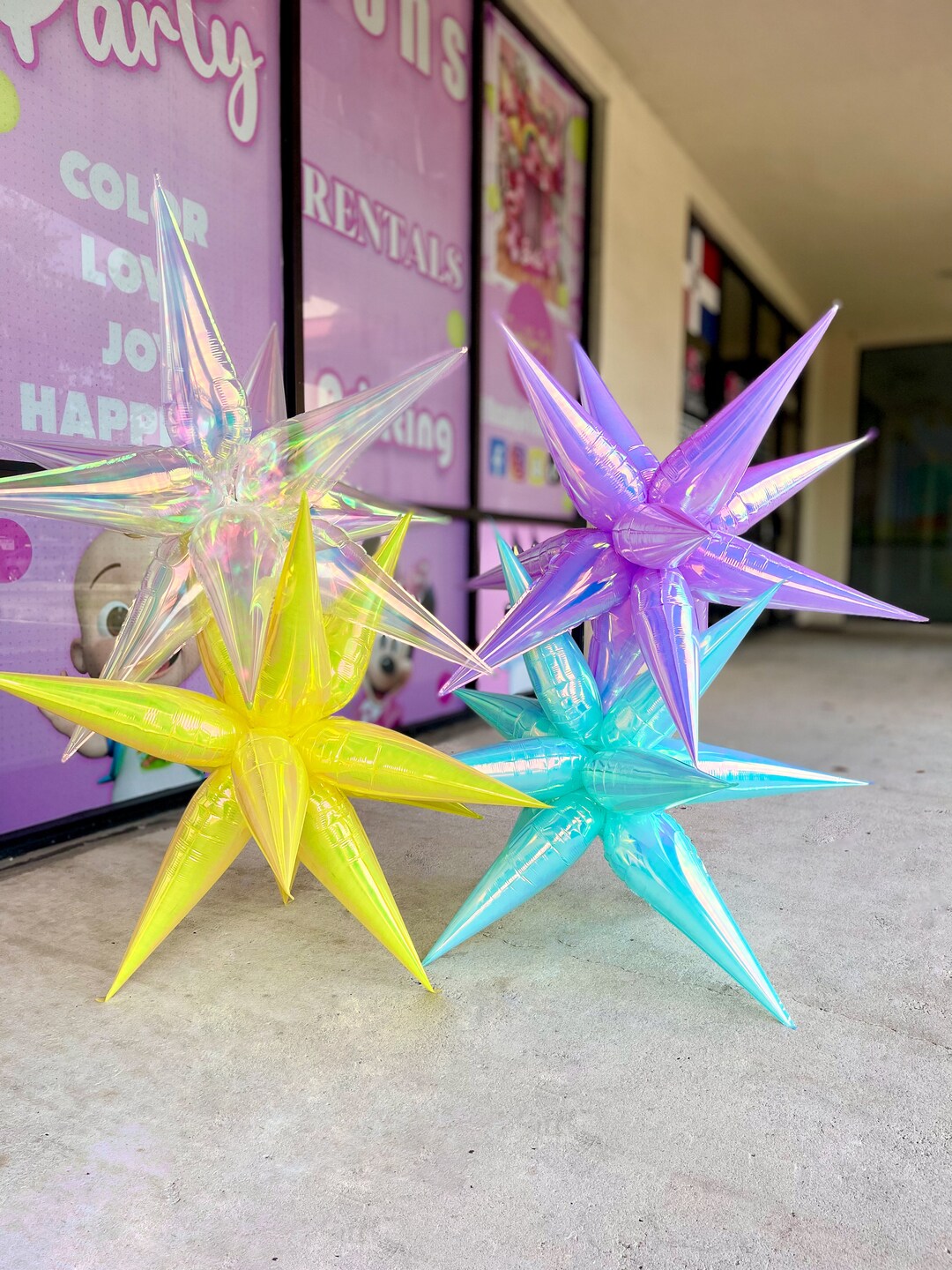 Large Exploding Starburst Iridescent White, Purple, Yellow, Blue ...