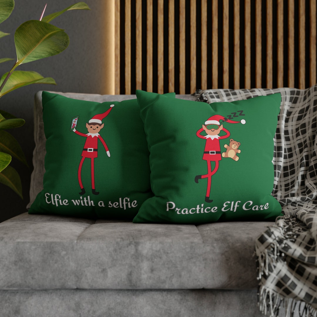 Practice Elf Care/ Elfie With A Selfie Spun Polyester Square - Etsy