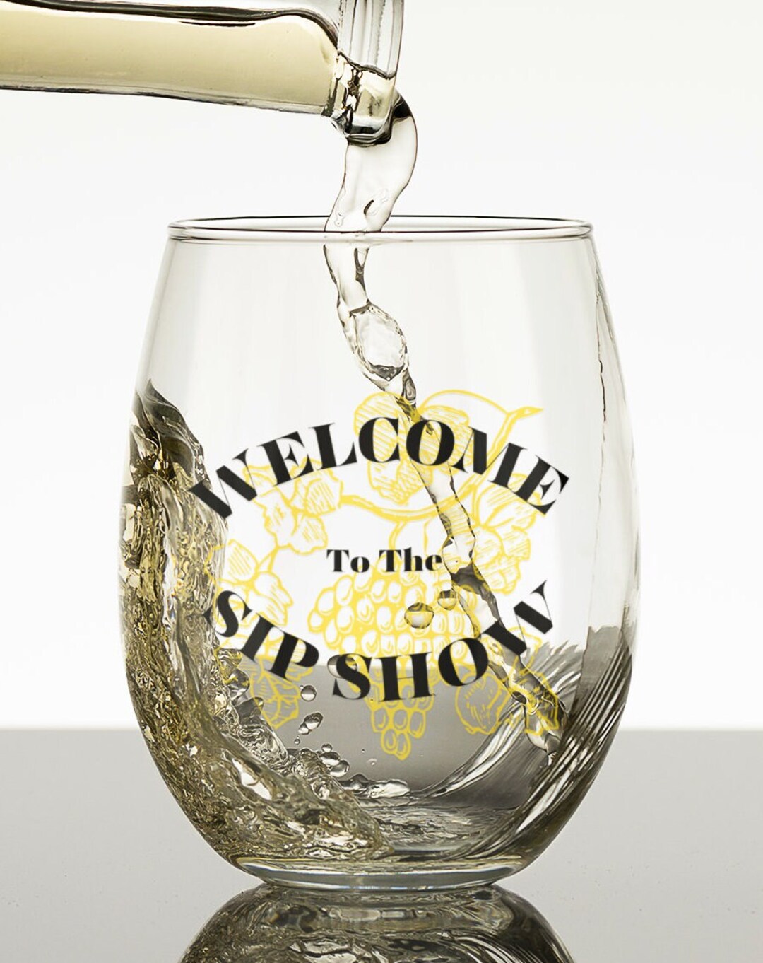 Welcome to the Sip Show Stemless Wine Glass, 11.75oz, Funny Wine Glass ...
