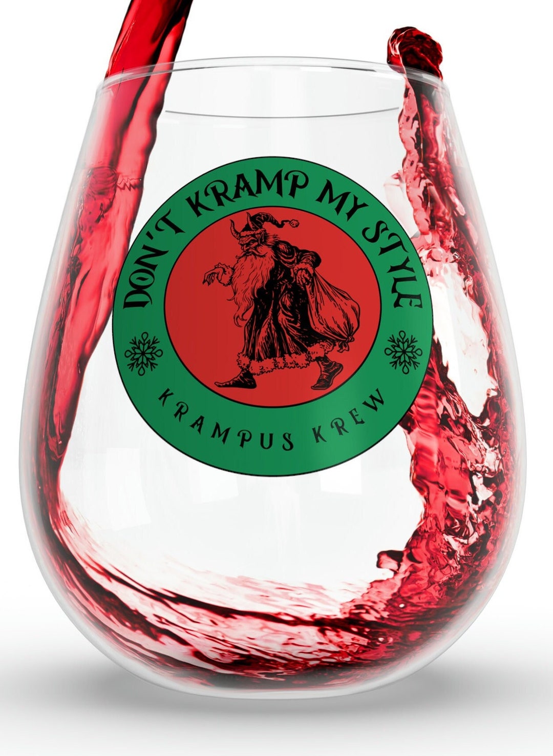 Don't Kramp My Style Krampus Krew Stemless Wine Glass, 11.75oz ...