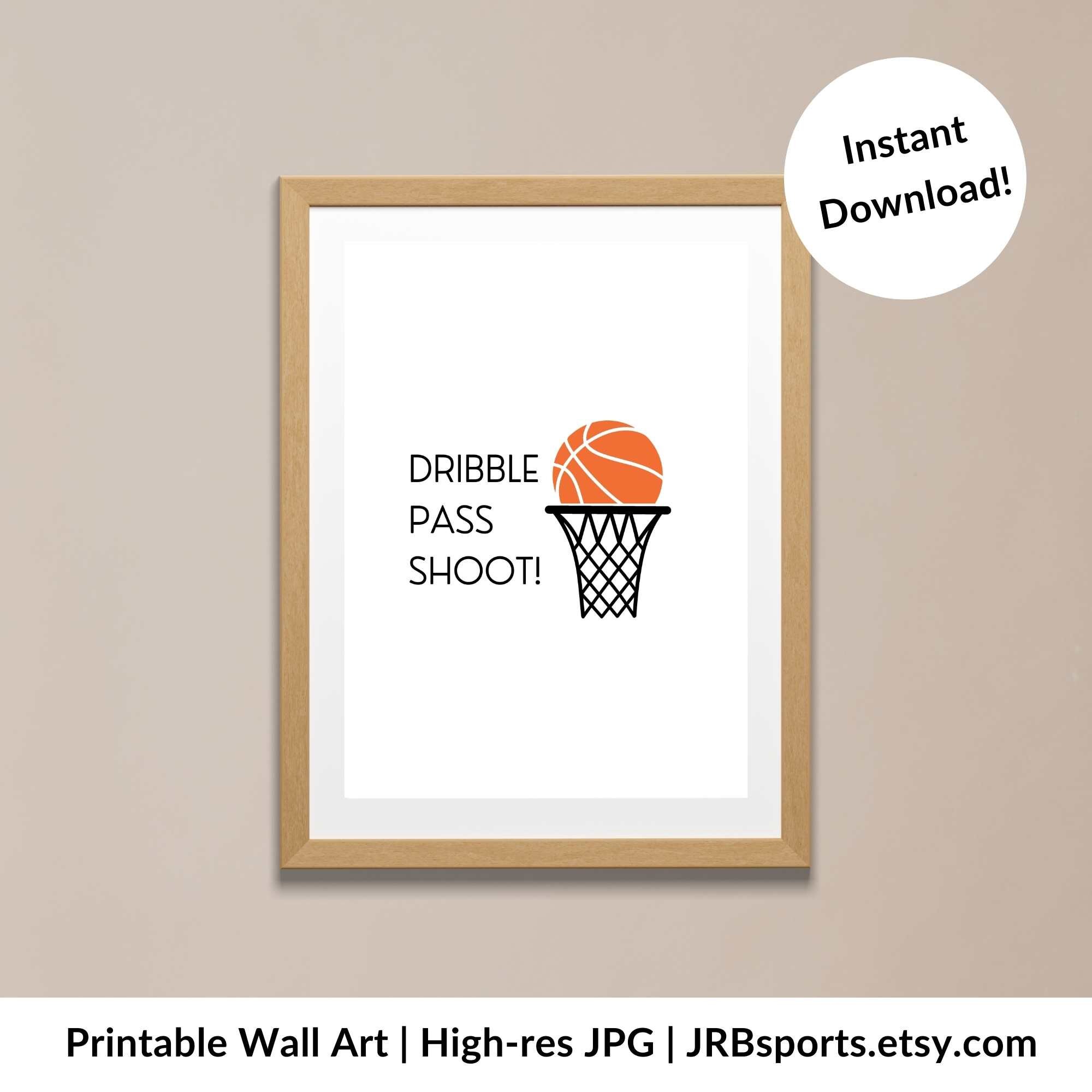 Basketball Dribble Pass Shoot! Printable Wall Art - Minimalist Design ...