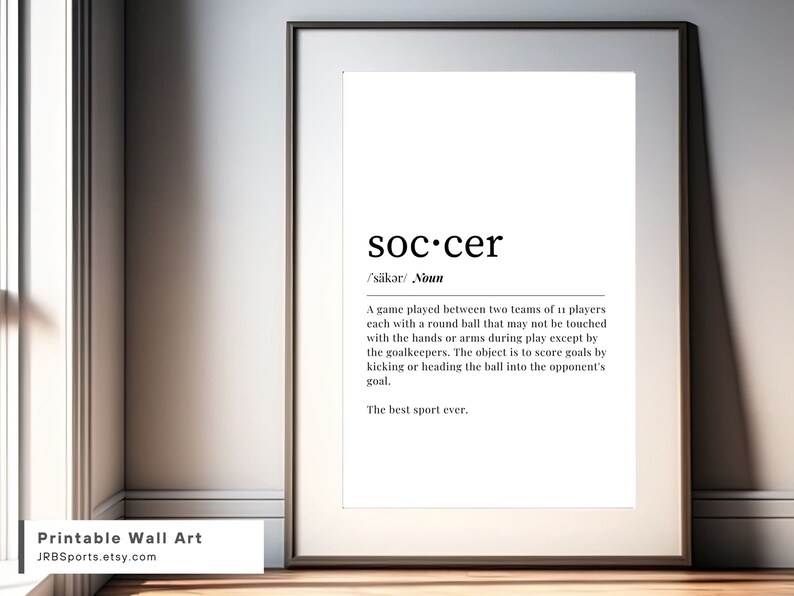 Soccer Definition Printable Wall Art Minimalist Sports Poster Black and ...