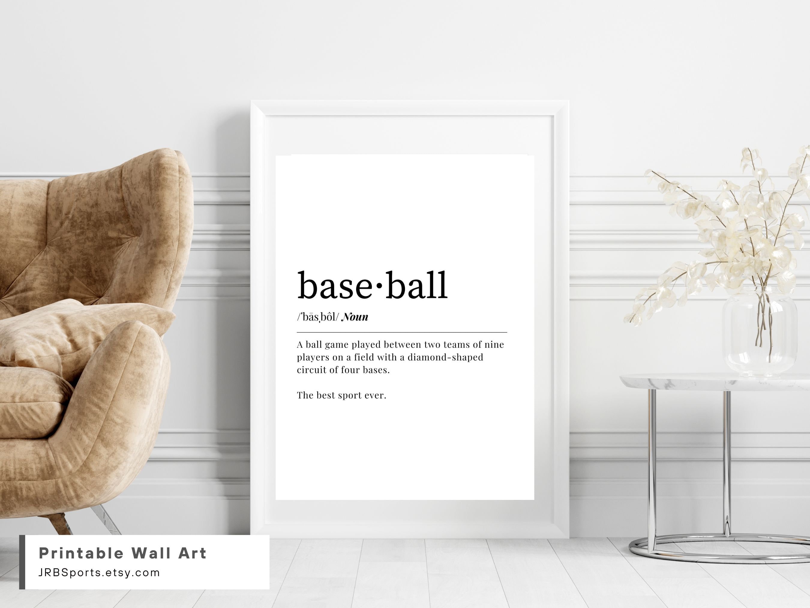 Baseball Definition Printable Wall Art Sports Minimalist Design ...