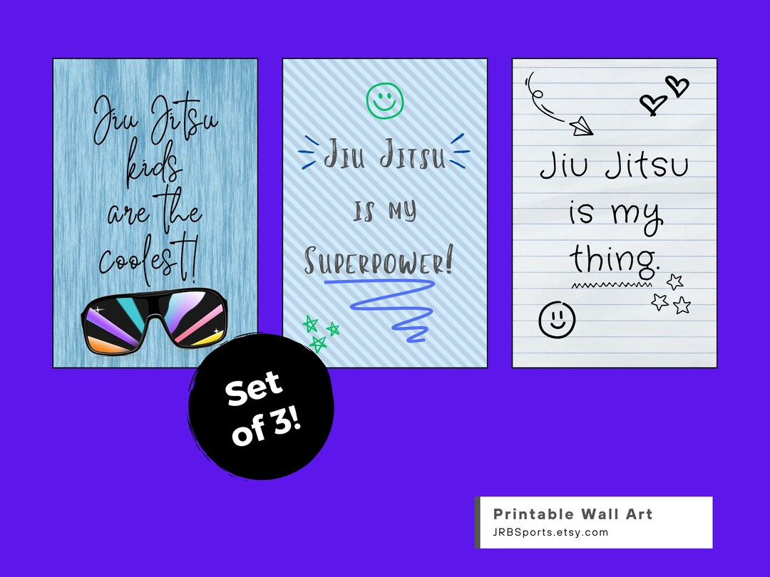Set of 3 Jiu Jitsu Fun Printable Wall Art Martial Arts Frameable ...