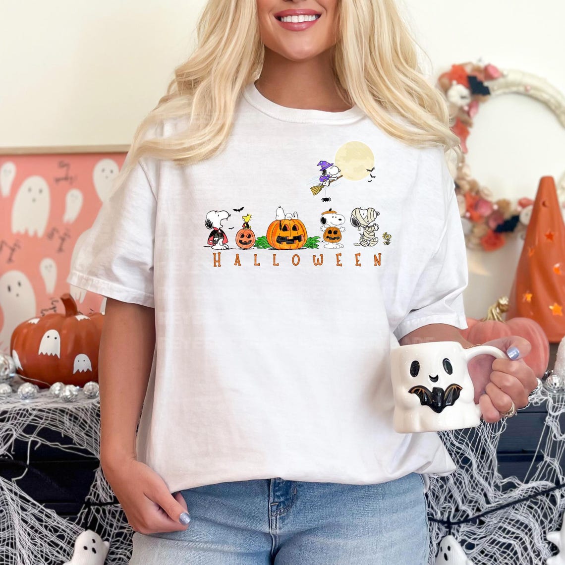 Retro Cartoon Dog Halloween. Inspired Peanuts Cozy Pumpkin. Spooky ...
