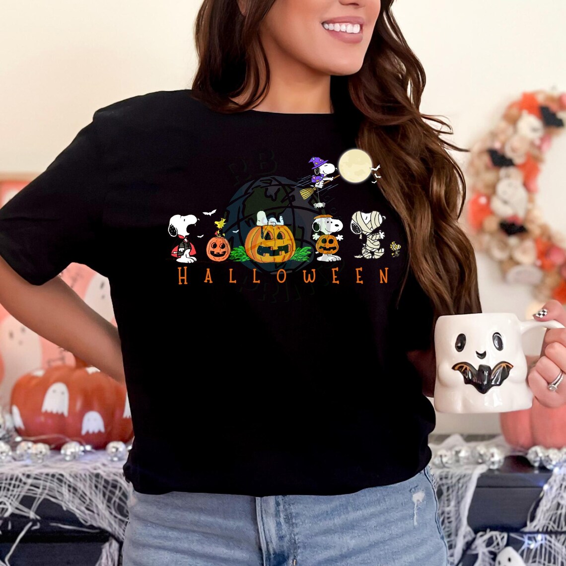 Retro Cartoon Dog Halloween. Inspired Peanuts Cozy Pumpkin. Spooky ...