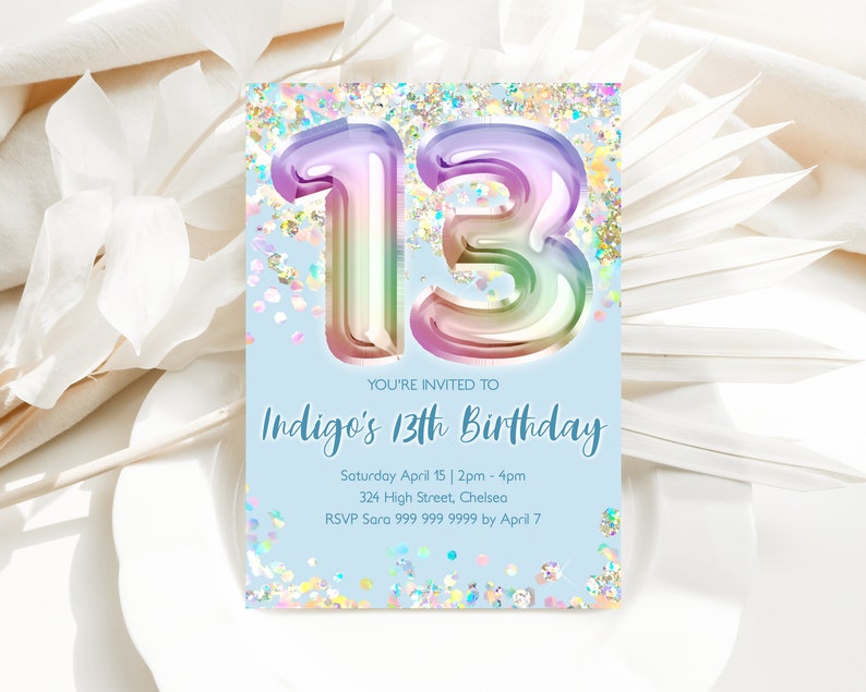 13th Birthday Invitation for Girl Girls Party Invite Any Age - Etsy