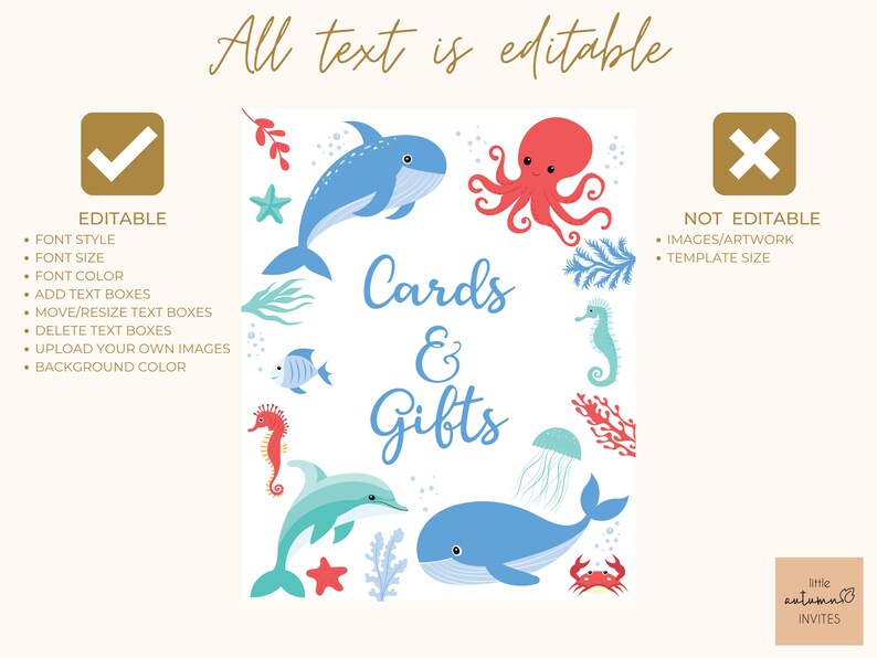 Under the Sea Party Sign | Ocean Sea Animals First Birthday Table Sign ...
