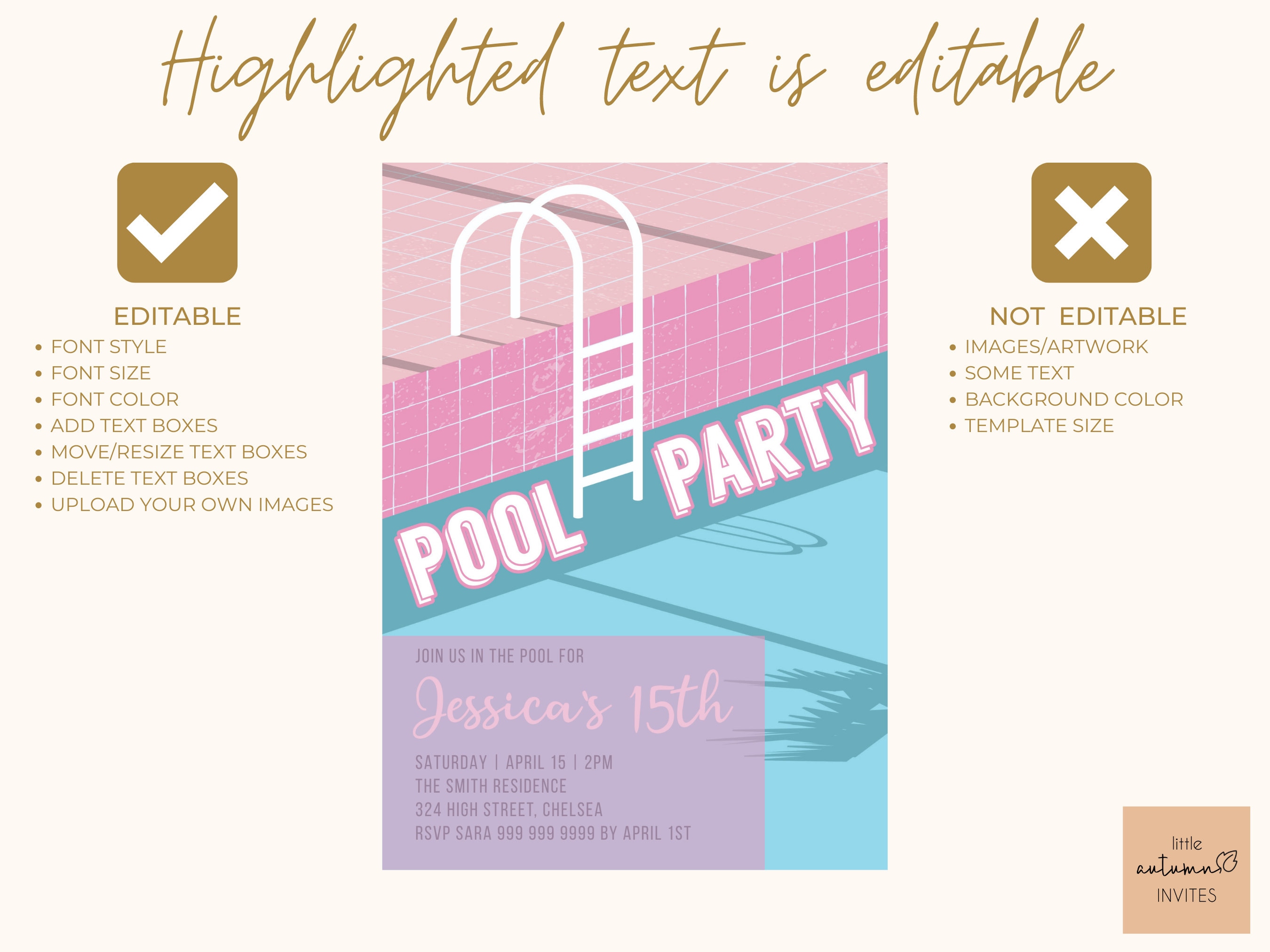 Teenage Pool Party Invitation | Pool Party Digital Invite for Teenagers ...