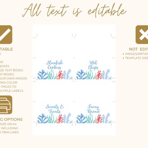 Under the Sea Buffet Food Label | Ocean Sea Animals Tent Fold Food Sign ...