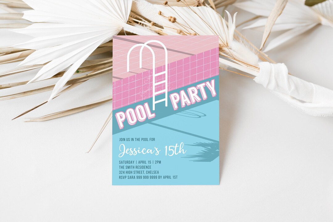 Teenage Pool Party Invitation | Pool Party Digital Invite for Teenagers ...