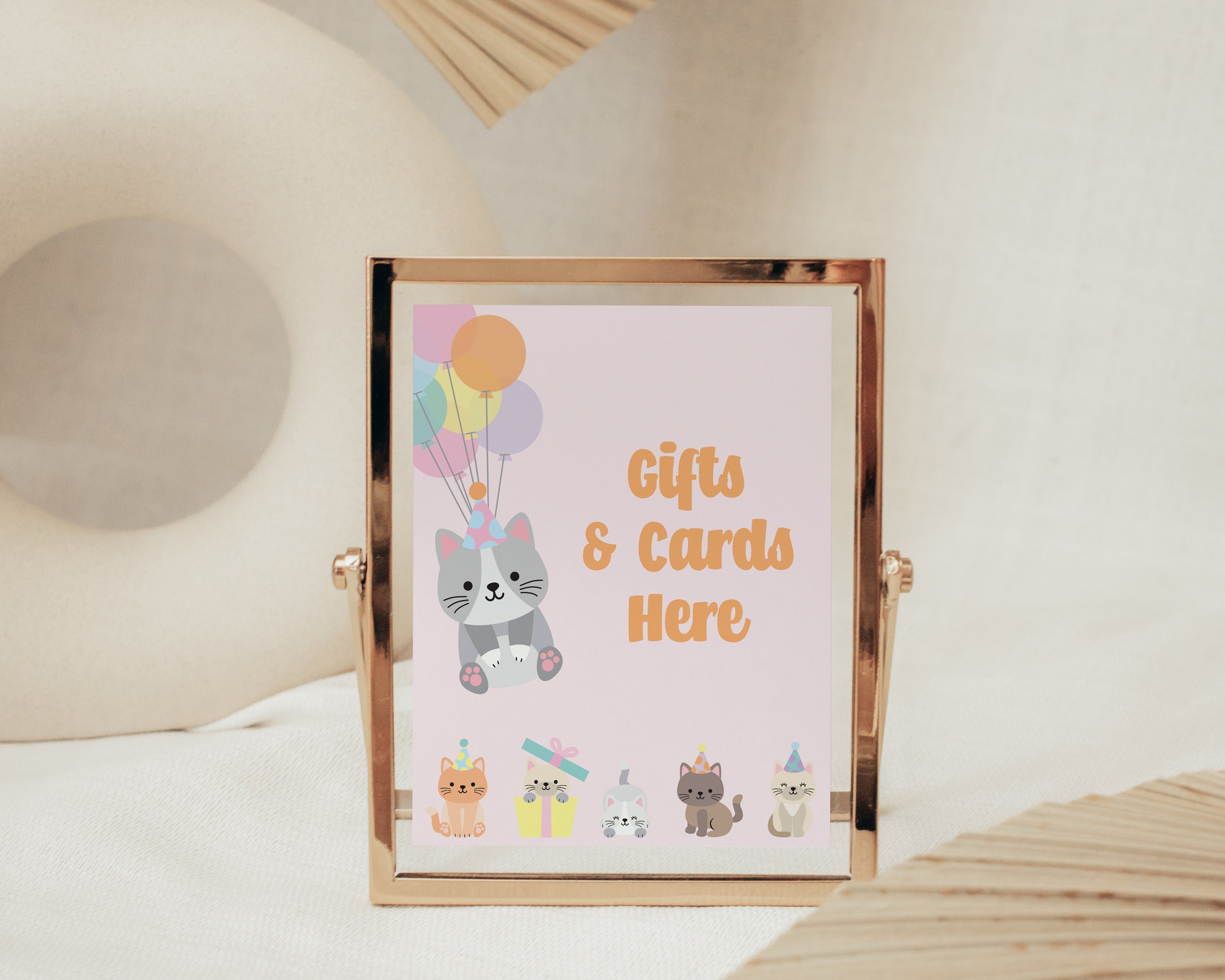Cat Birthday Party Table Sign Editable Cat Party Signage Cute Kitten ...