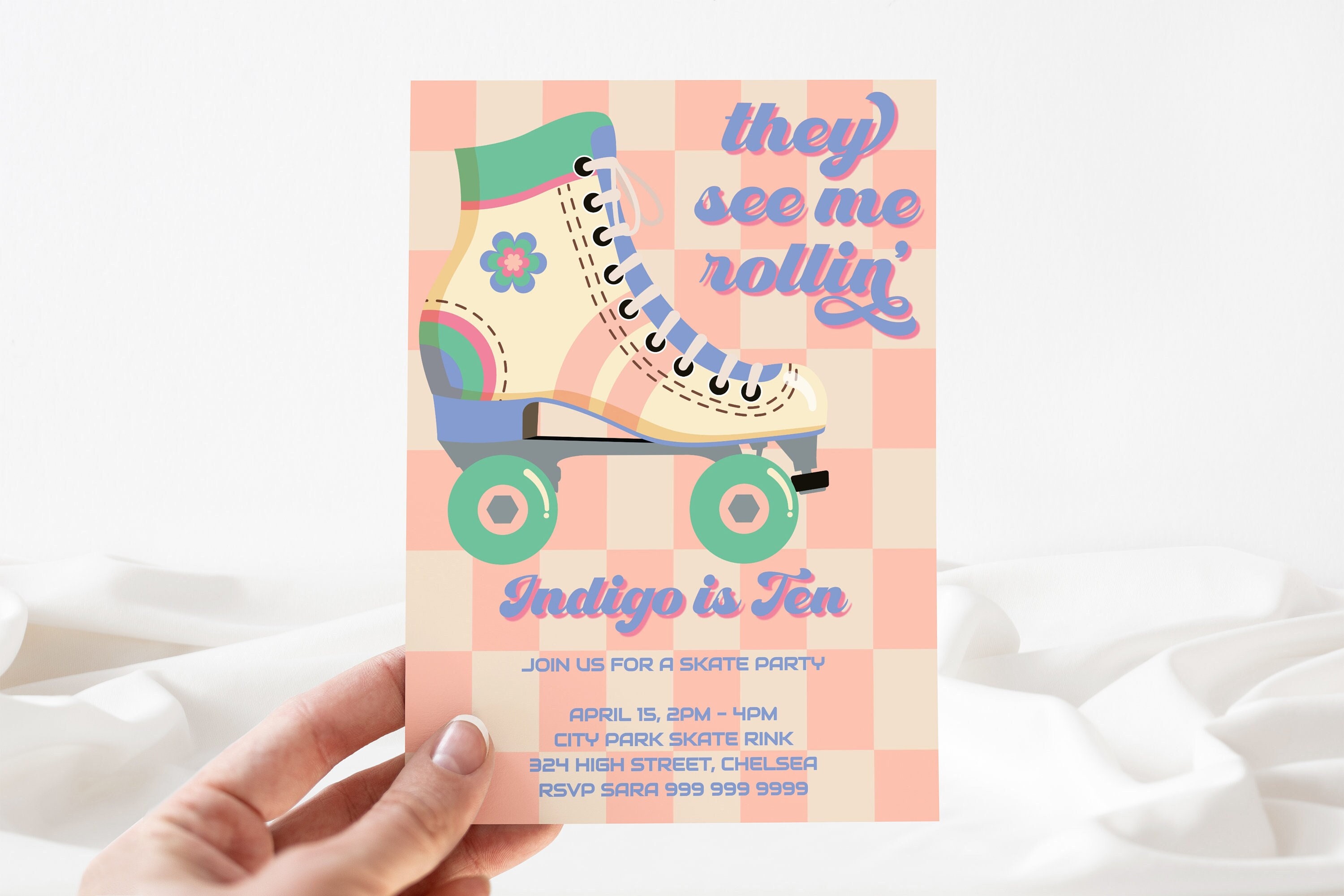 Roller Skating Party Invitation | Roller Skate Invite Template | Girls ...