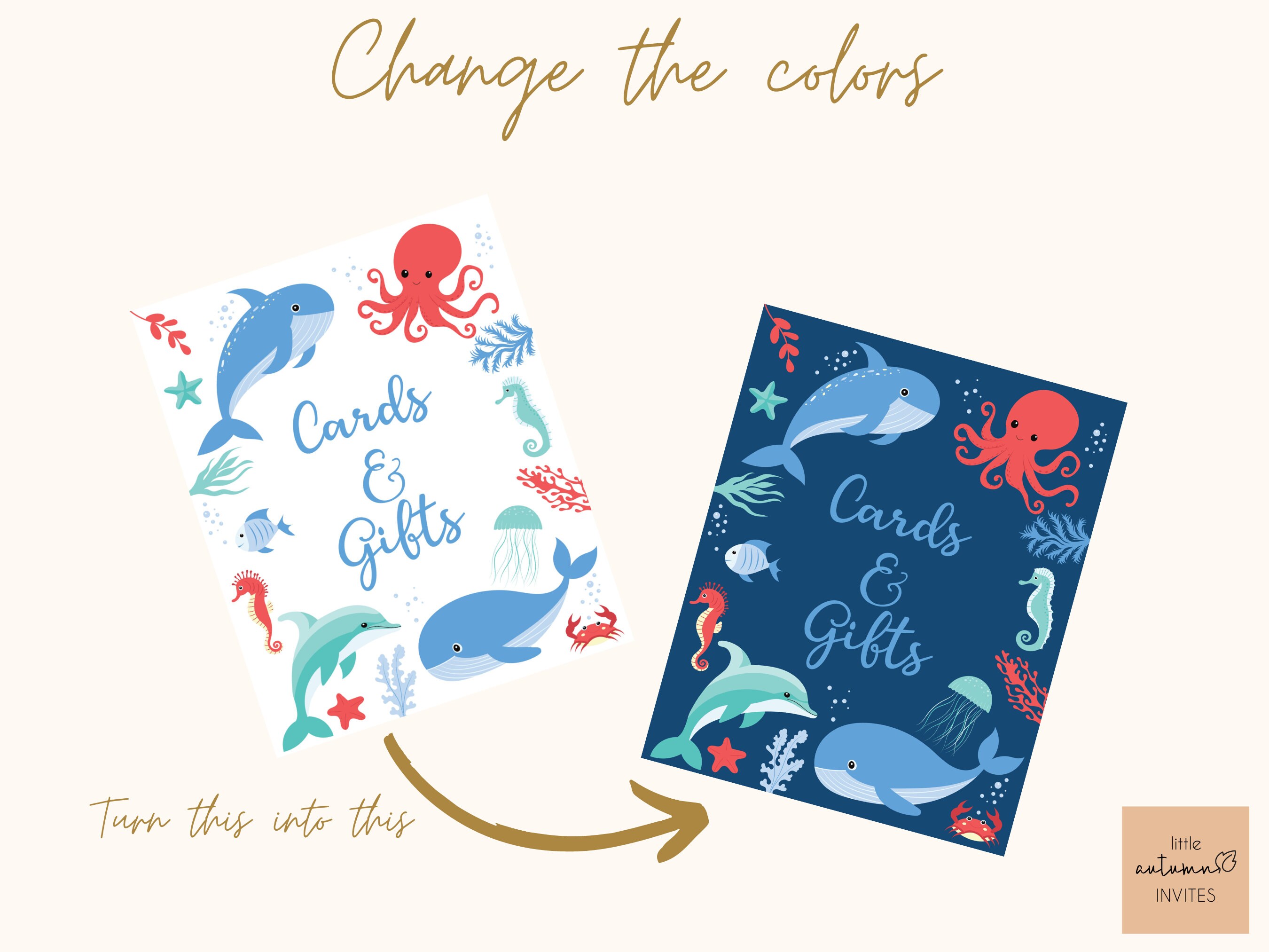 Under the Sea Party Sign | Ocean Sea Animals First Birthday Table Sign ...