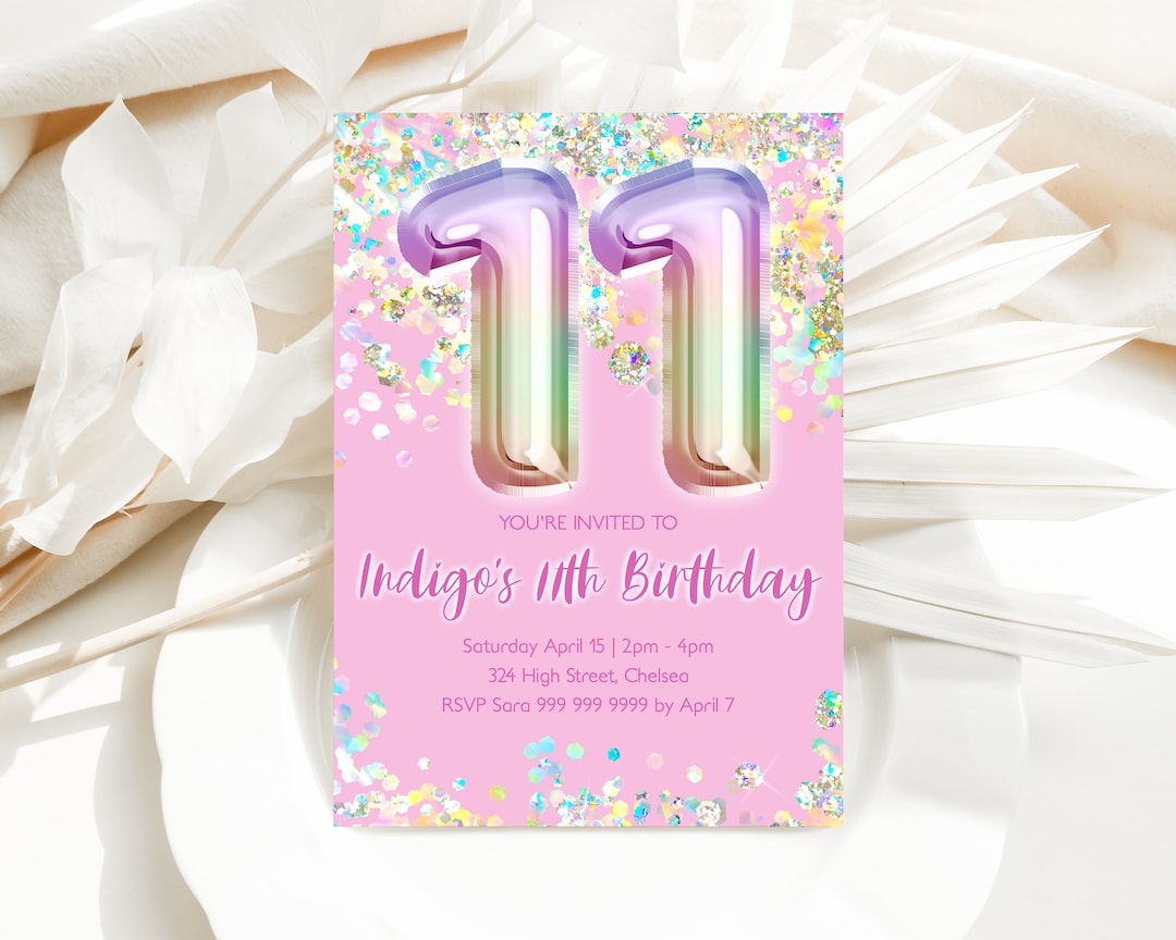11th Birthday Invitation for Girl Girls Party Invite Any Age - Etsy ...