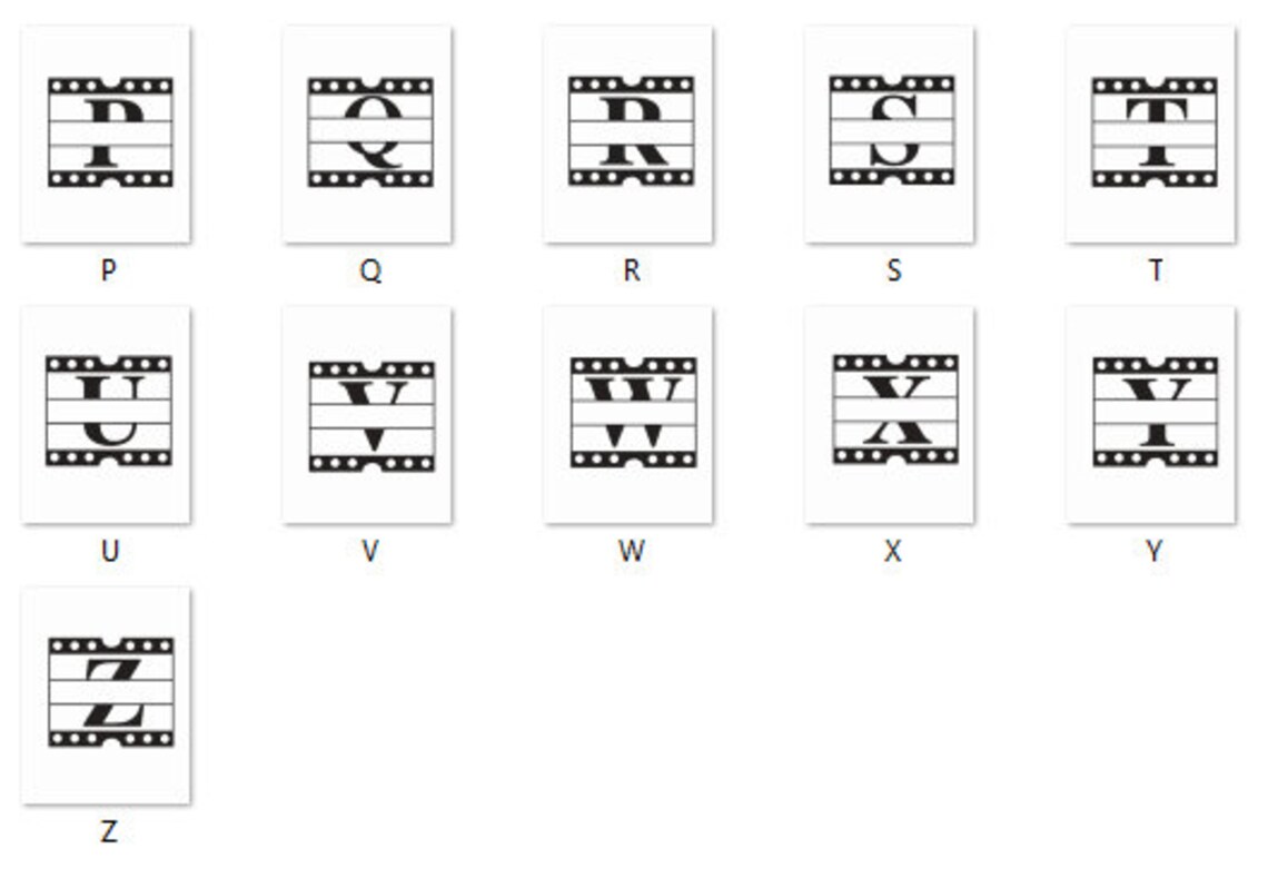 Movie Ticket Font, Split Monogram Alphabet SVG, DXF, PNG, Cut File for ...