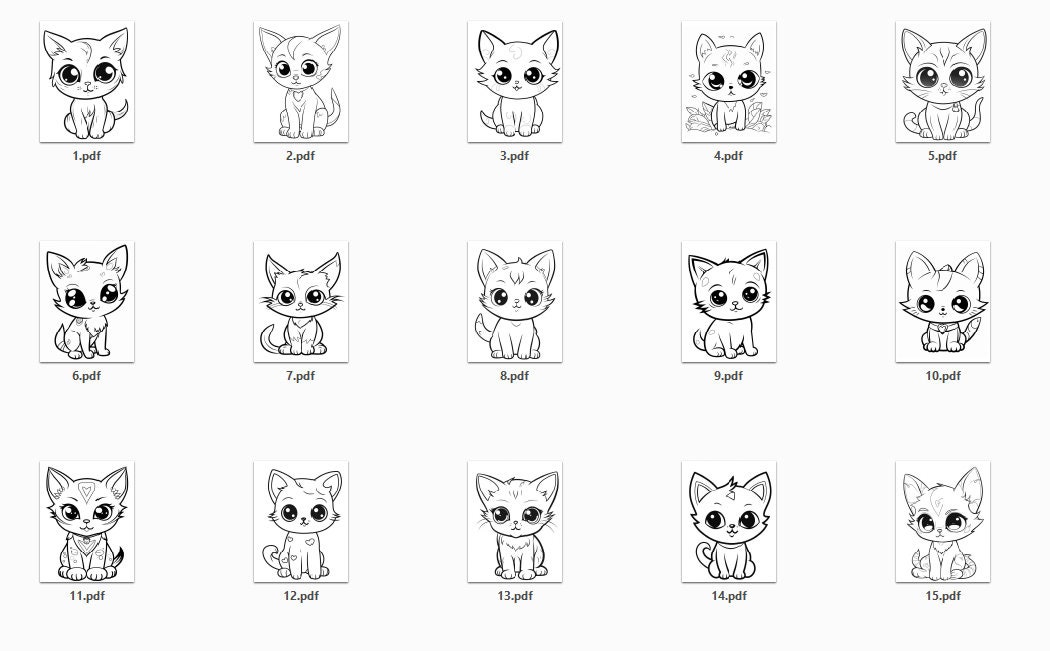 30 Baby Kittens, Kids Coloring Pages, 30 Pages, Cute Kawaii, Color ...