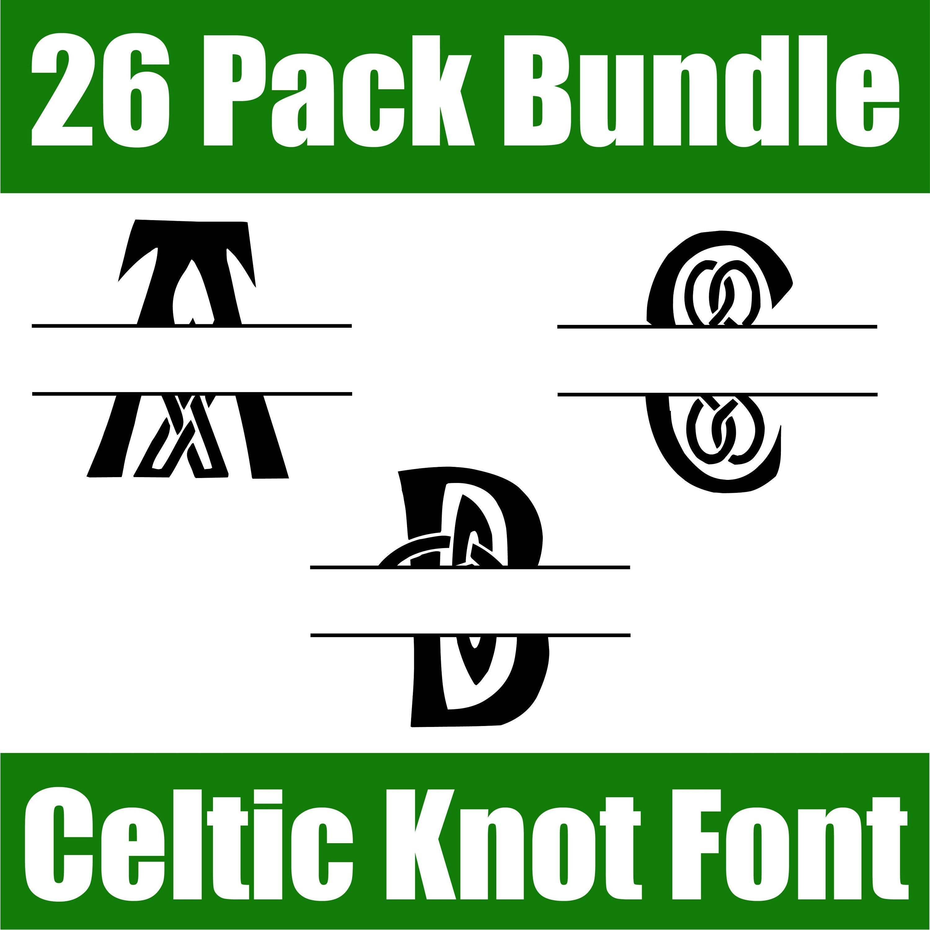 Celtic Knot Font, Split Monogram Alphabet SVG, DXF, PNG, Cut File for ...