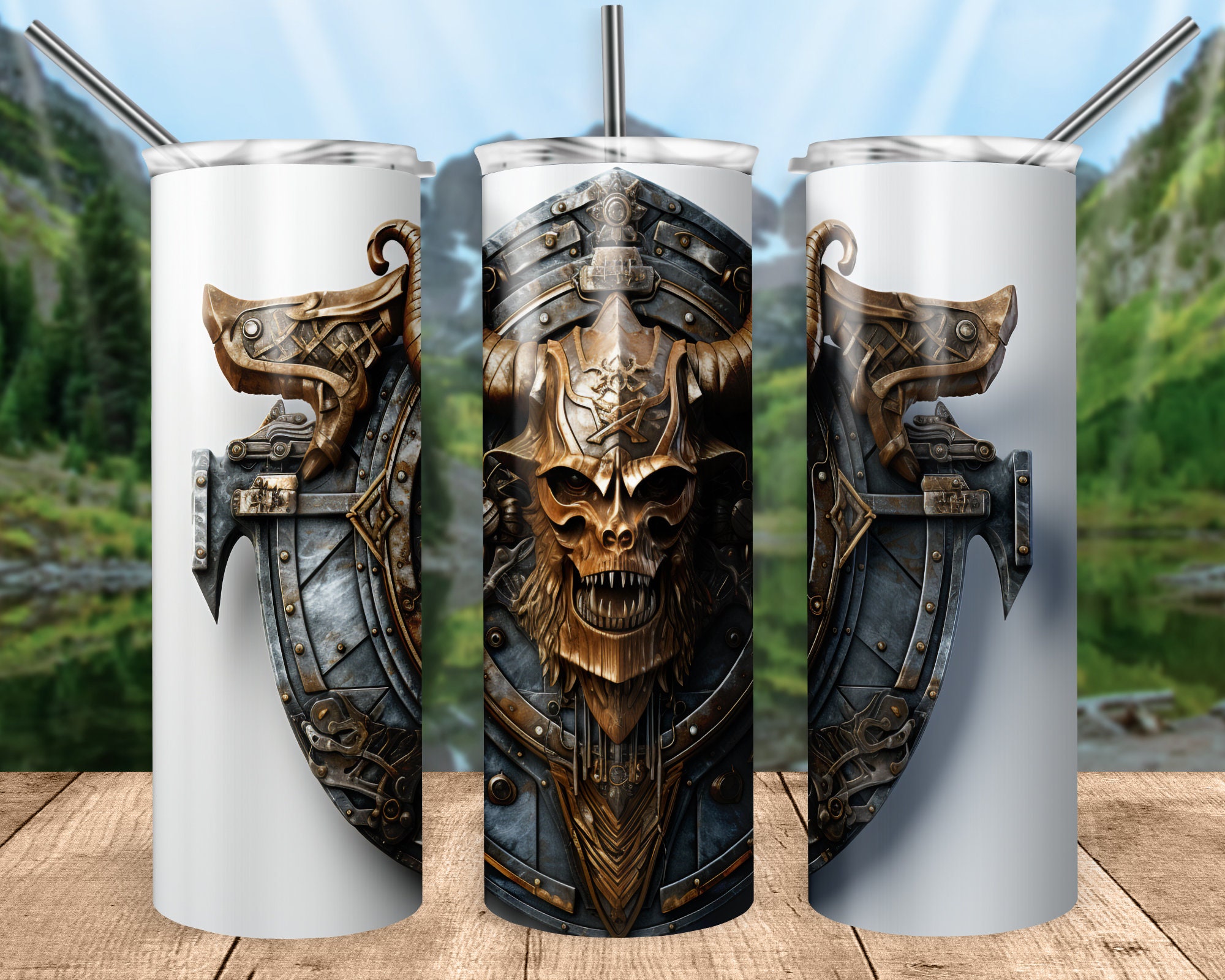 Viking Shield 2, 20 Oz Tumbler Wrap, Viking Wrap, Straight Template ...