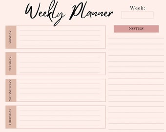 Pink Weekly Planner - Etsy