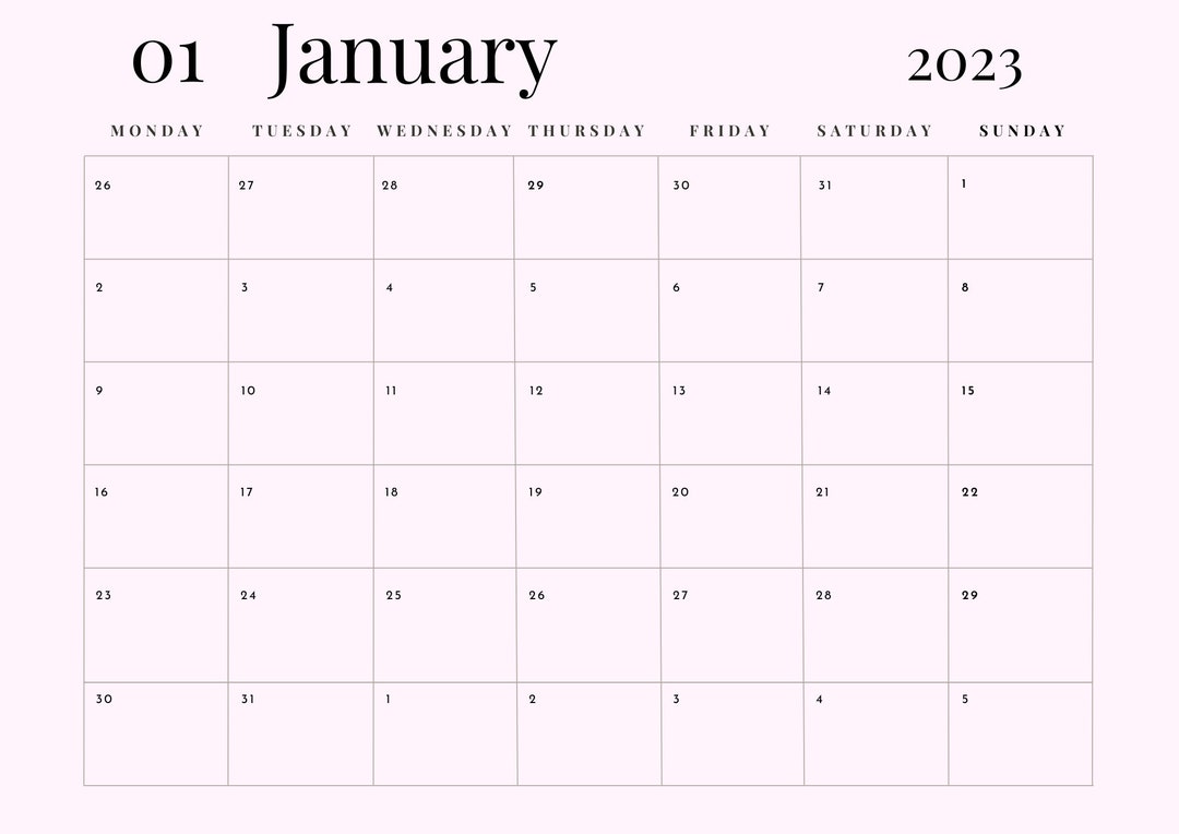 Pink 2023 Calendar, Printable Wall Calendar - Etsy