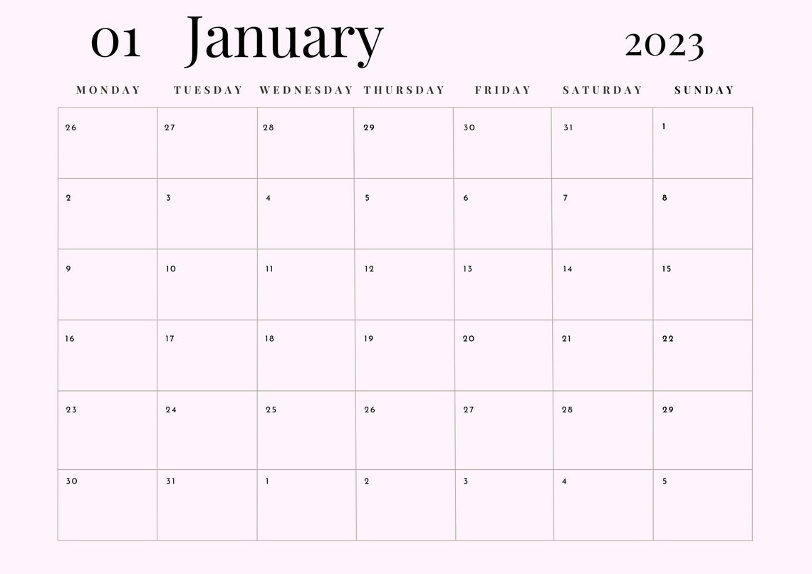 Pink 2023 Calendar, Printable Wall Calendar - Etsy