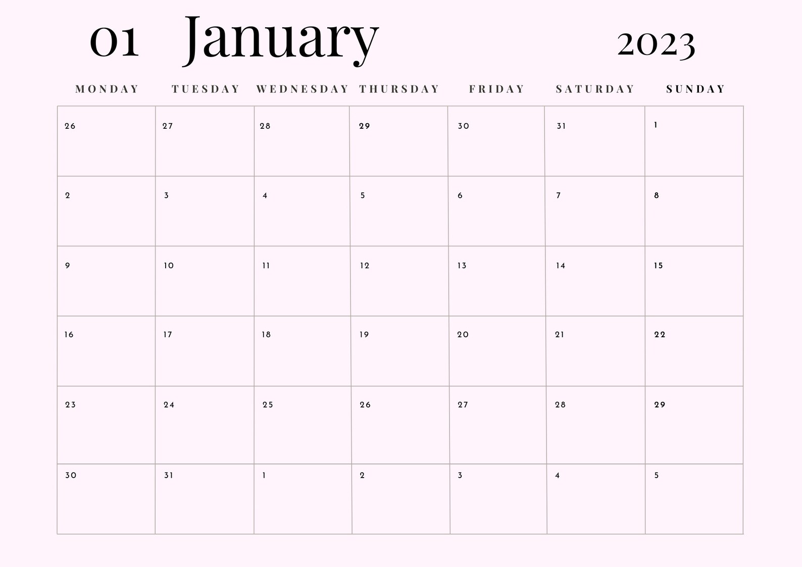 Pink 2023 Calendar, Printable Wall Calendar - Etsy