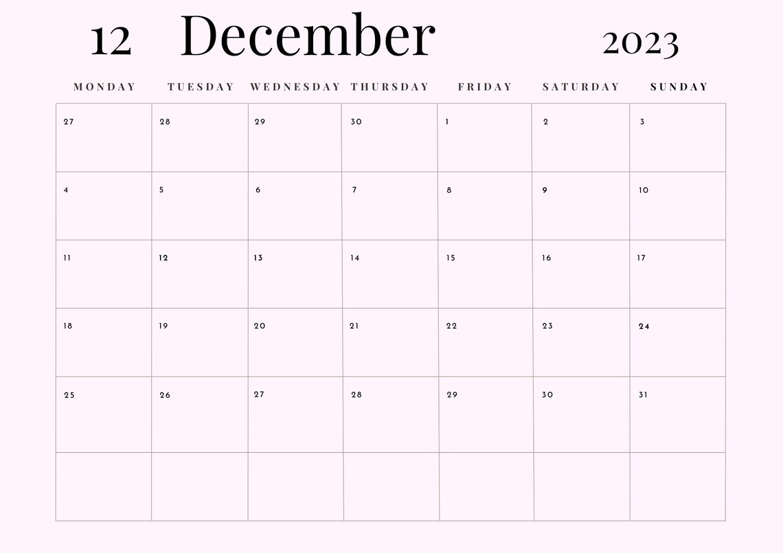Pink 2023 Calendar, Printable Wall Calendar - Etsy