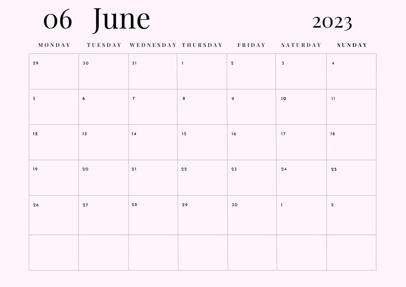 Pink 2023 Calendar, Printable Wall Calendar - Etsy