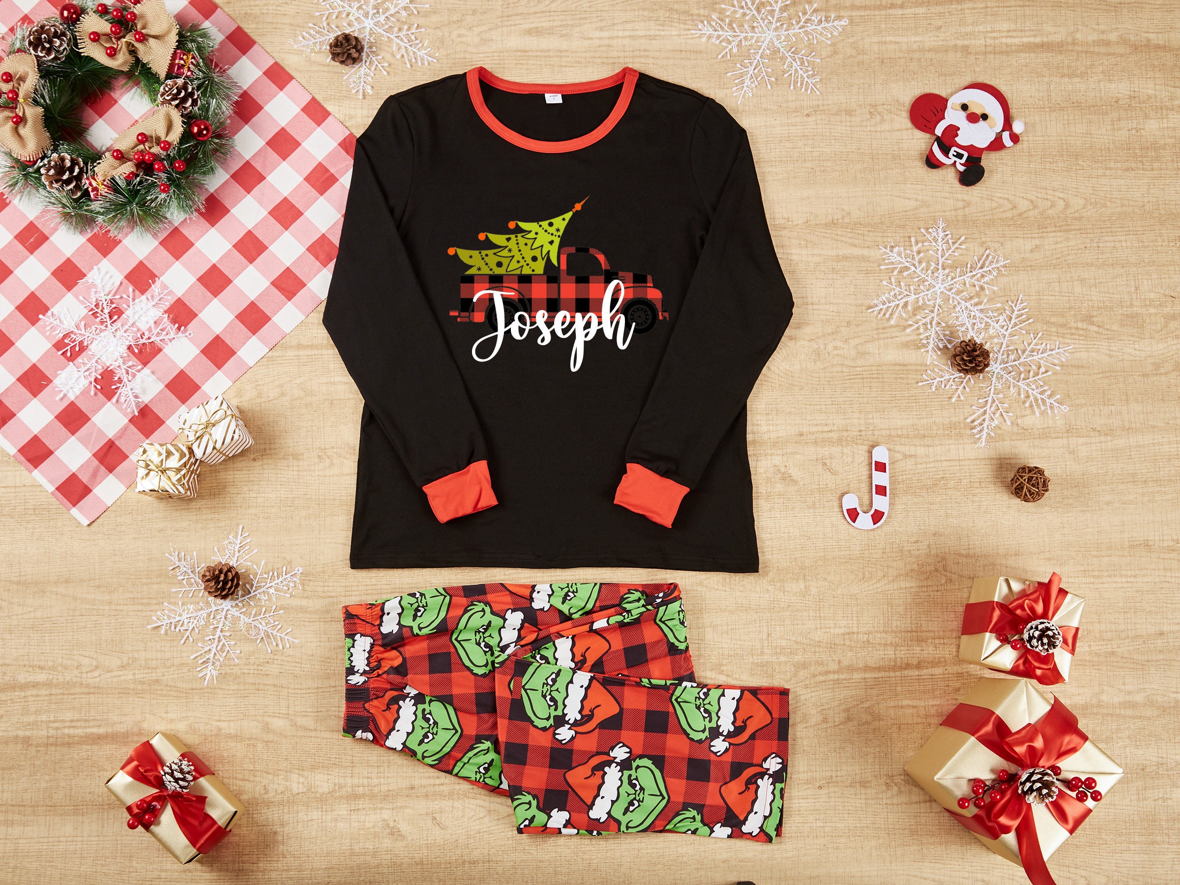 Family Christmas Name Pajamas,Monogrammed Christmas Shirt Set ...
