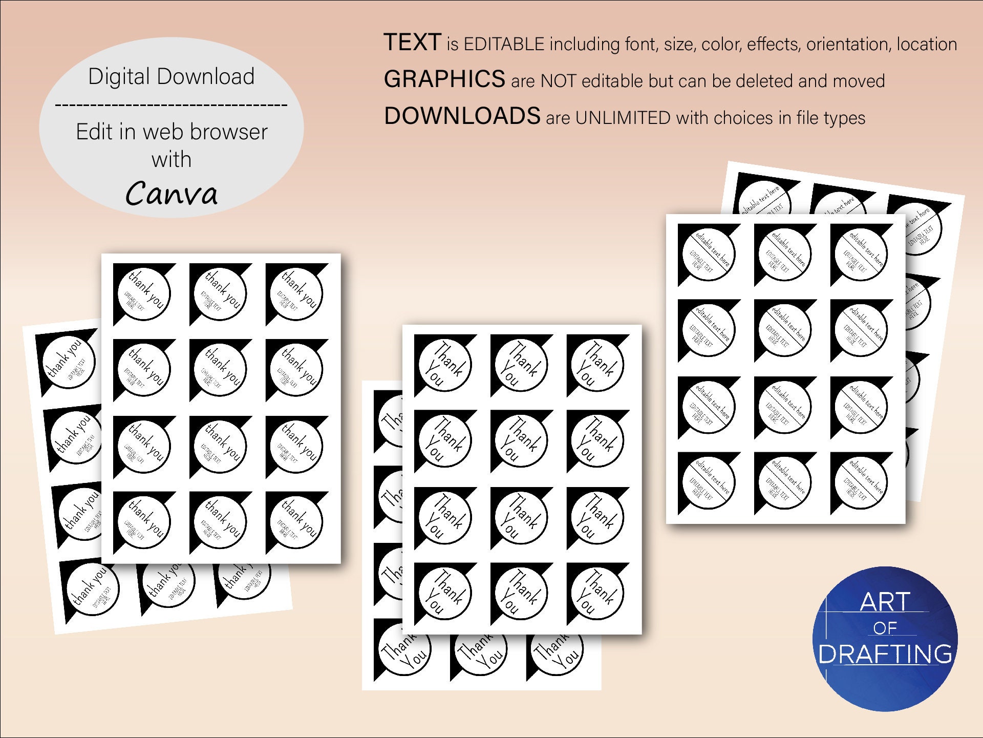 Editable Gift Tag Drafting Section Symbol, Template Link, Instant ...
